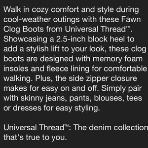 Universal Thread | Shoes | Womans Fawn Clog Boots By Universal Thread ...